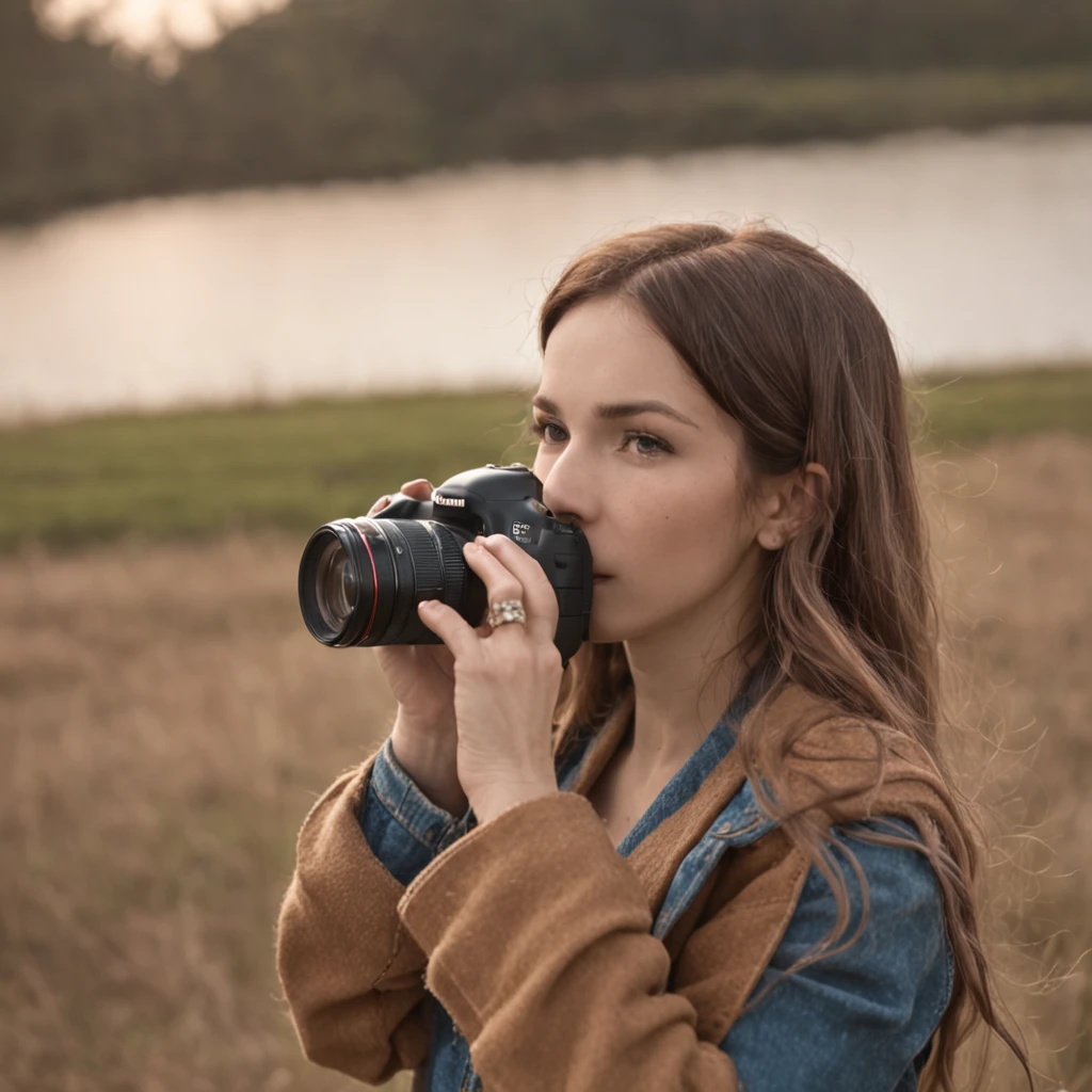 Stable Diffusion Prompt: Arafed woman capturing nature moments with a ...