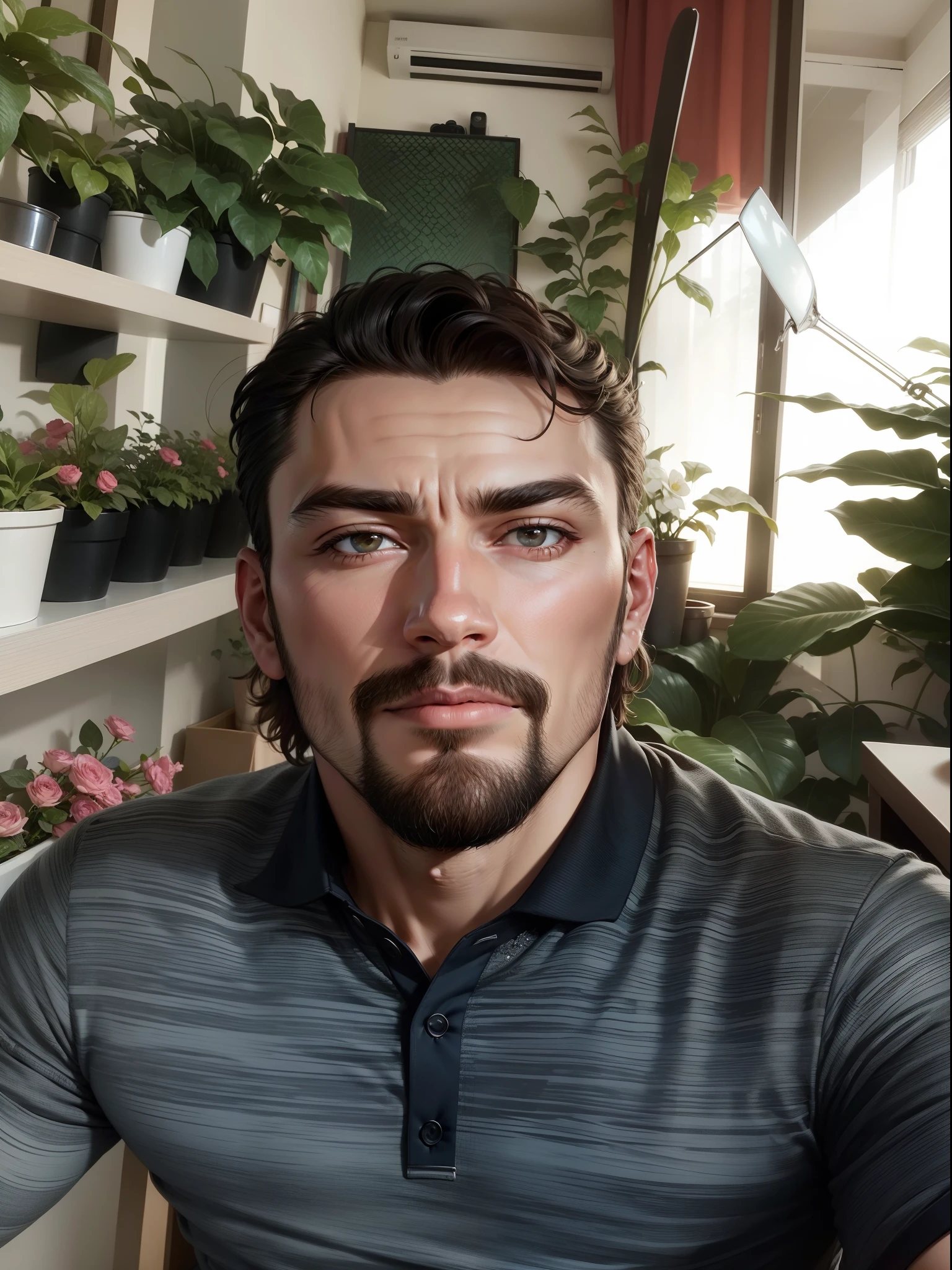 Stable Diffusion Prompt: Bearded man with mustache in room — indoor ...