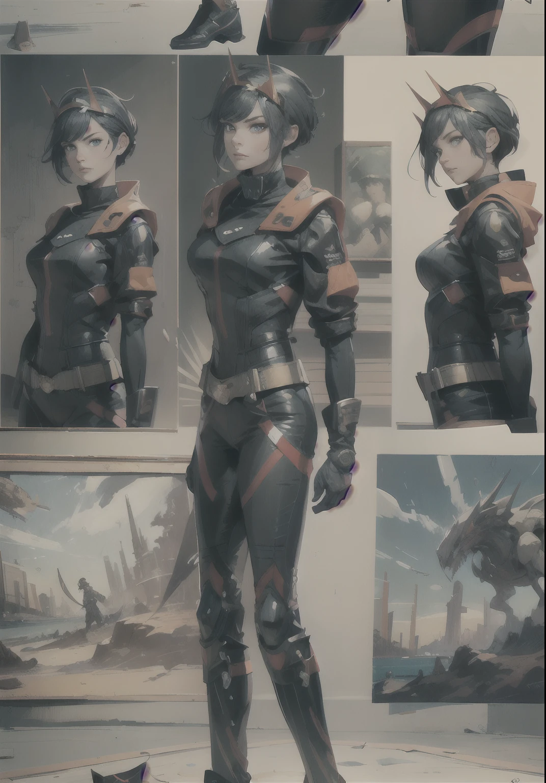 Stable Diffusion Prompt: Black-suited person with cat, stylish pet and owner duo