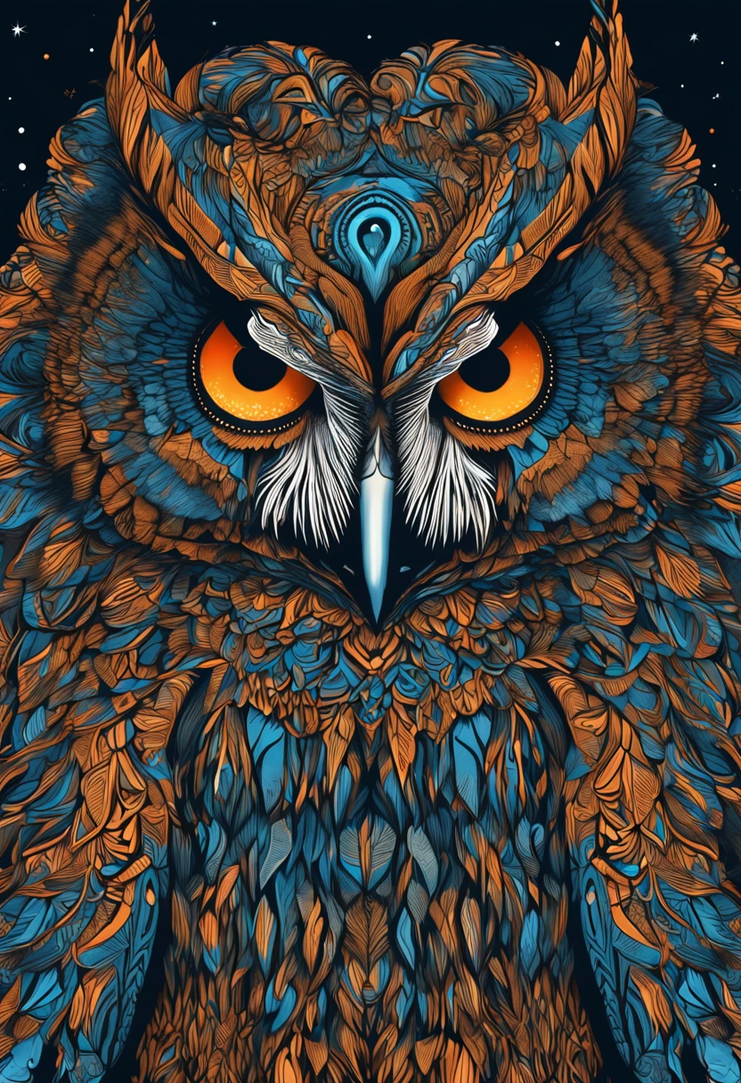 Stable Diffusion Prompt: An owl with orange eyes and a blue body and ...