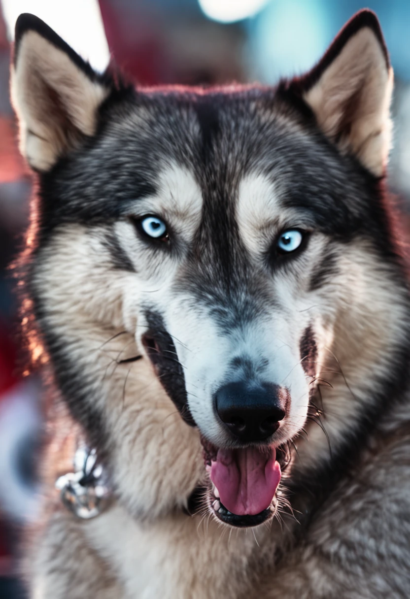 Stable Diffusion Prompt: Arafed dog with blue eyes and a collar on