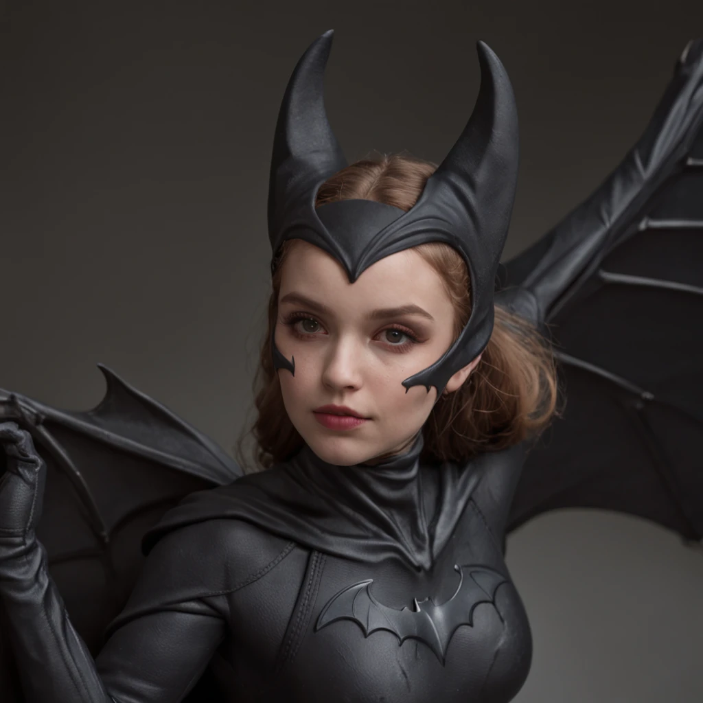 Stable Diffusion Prompt: Woman in black costume with bat headpiece ...