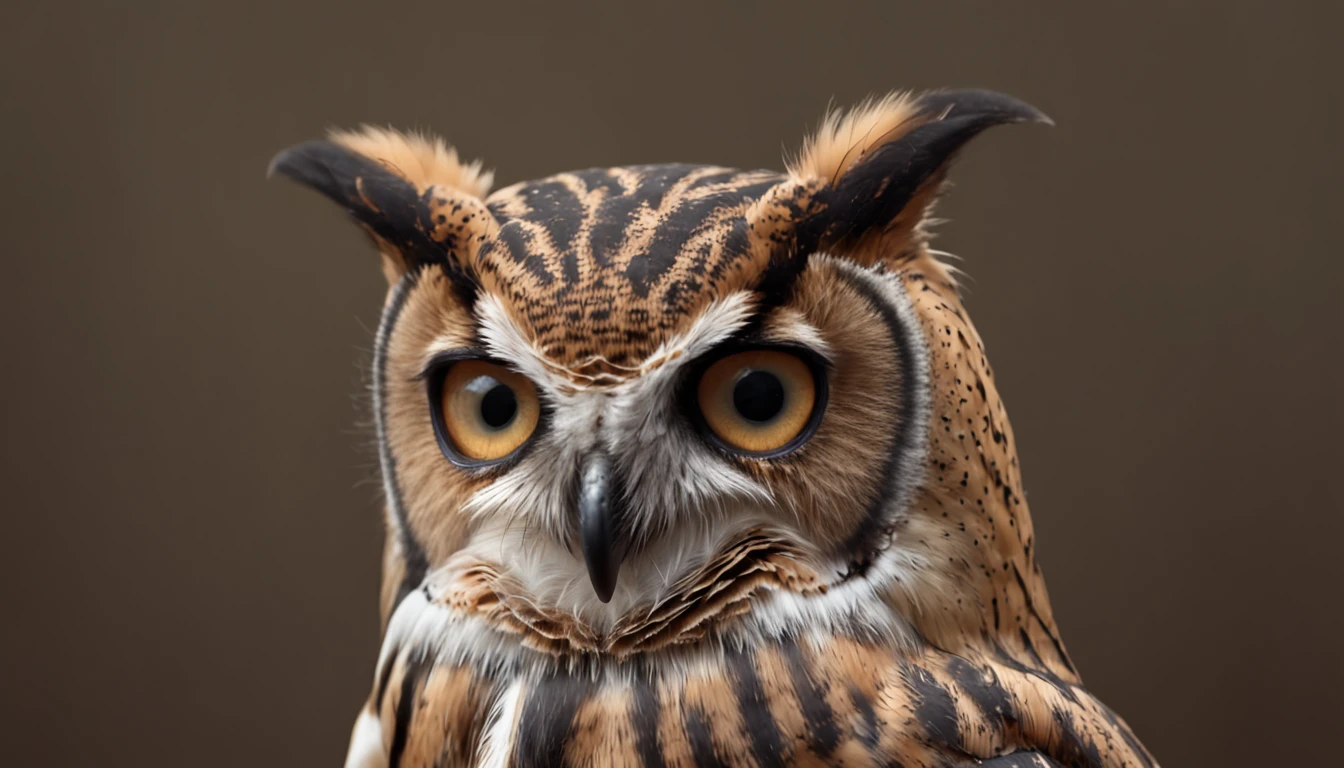 Stable Diffusion Prompt: Close-up of an owl on a brown background ...