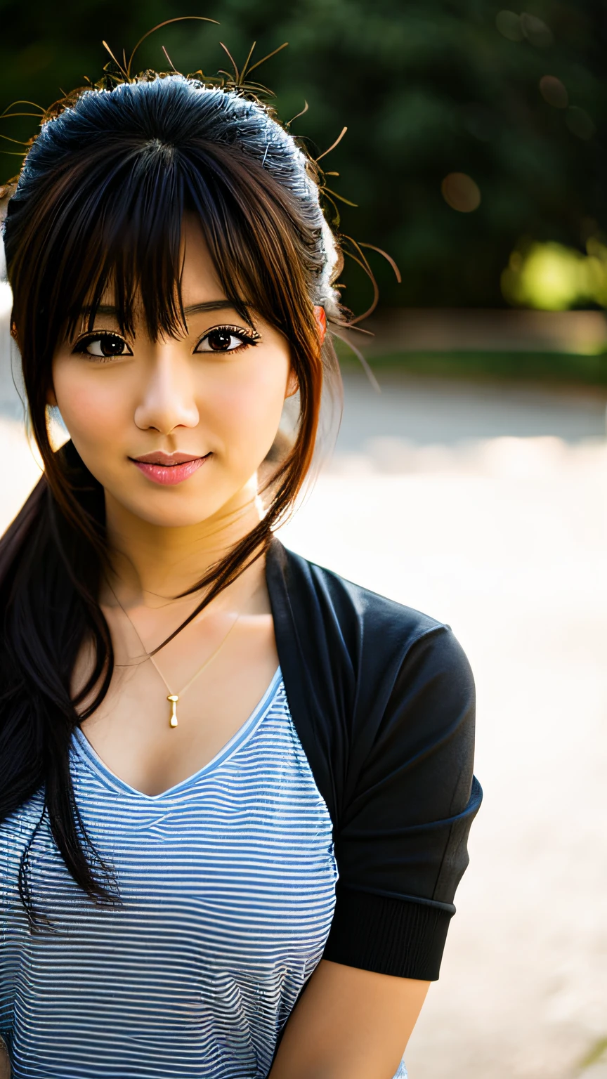 Stable Diffusion Prompt: Arafed: Asian woman with long hair in a blue ...