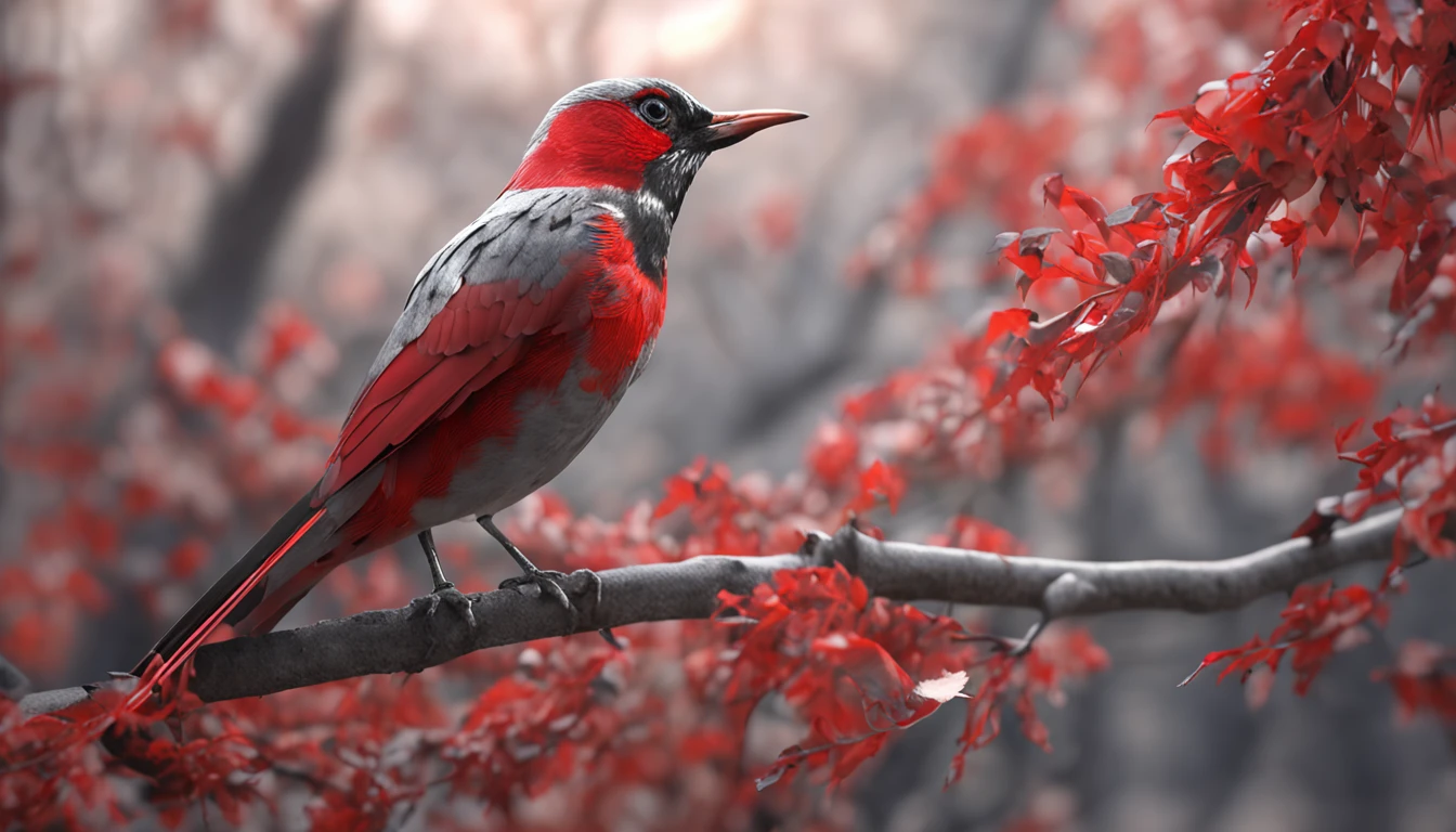 Stable Diffusion Prompt: Red and gray bird perched on branch – nature's ...