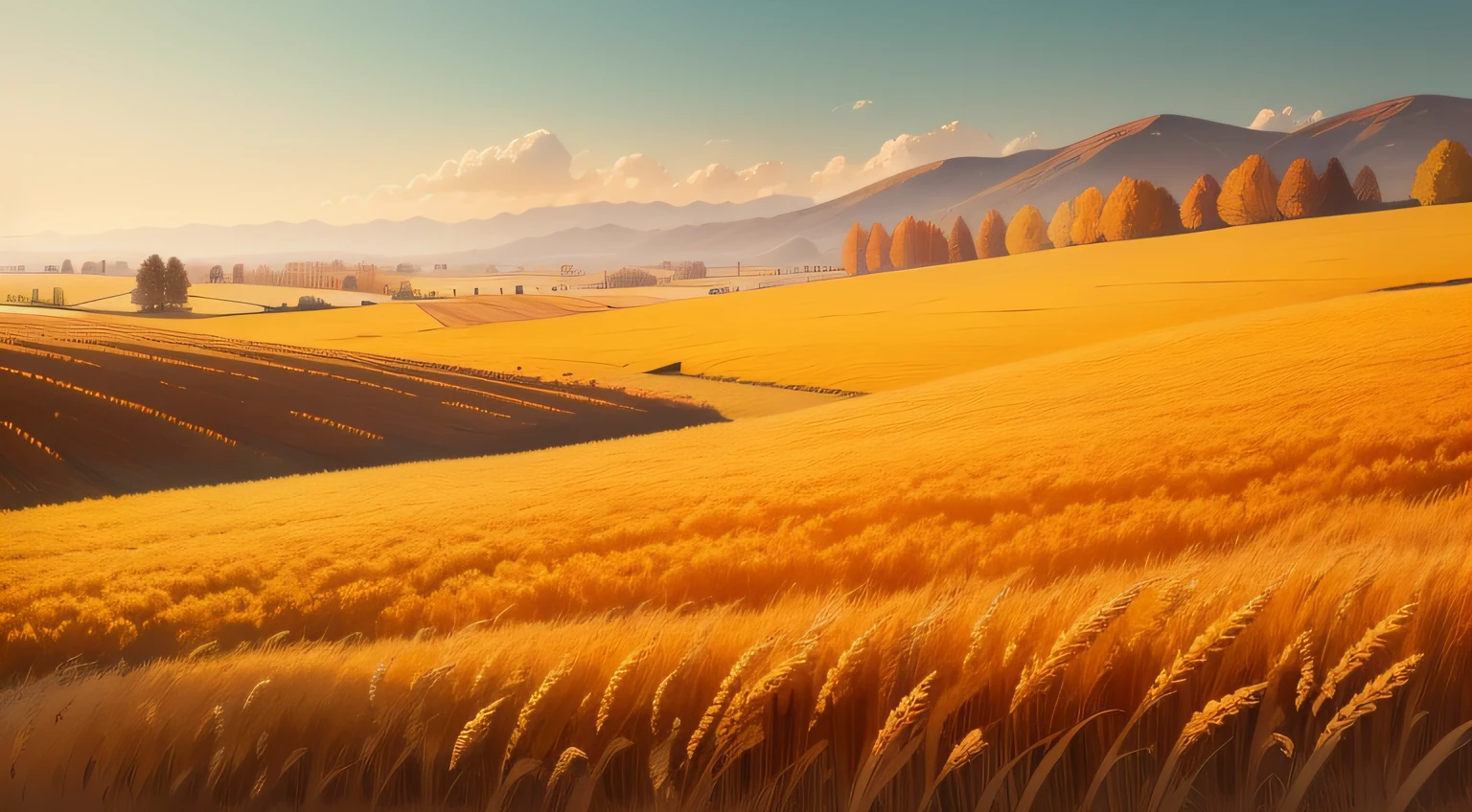 Stable Diffusion Prompt: Arafed's stunning view of wheat fields with ...