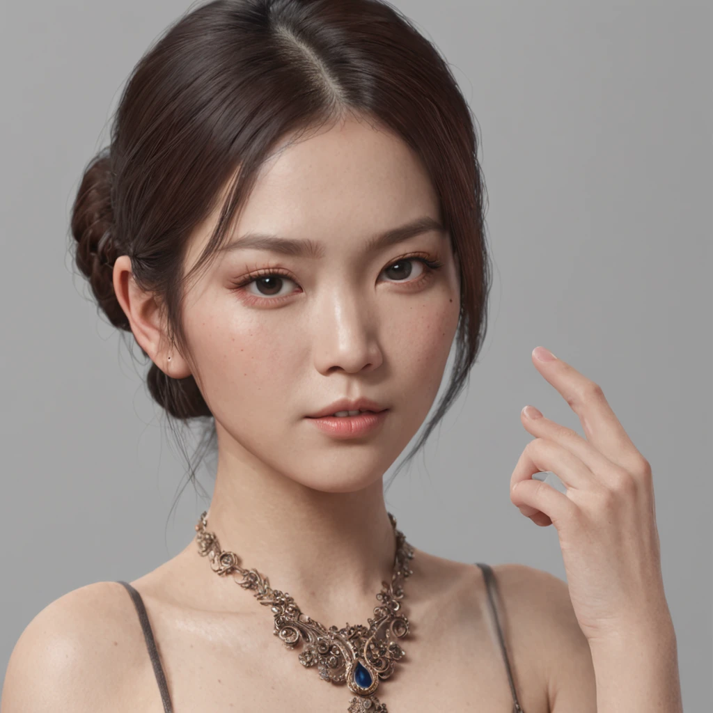 Stable Diffusion Prompt: A close up of a woman wearing a necklace and a ...