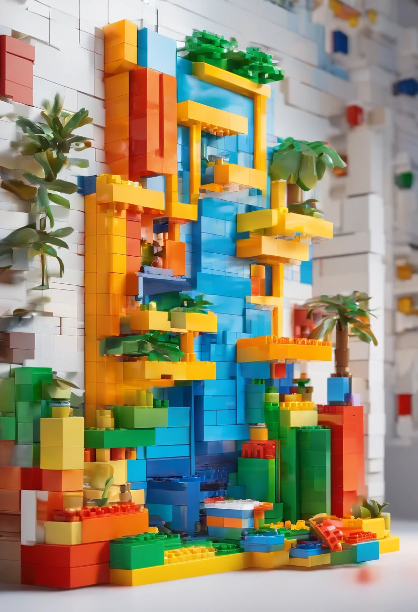 Stable Diffusion Prompt: Lego waterfall scene with a central tree: a ...