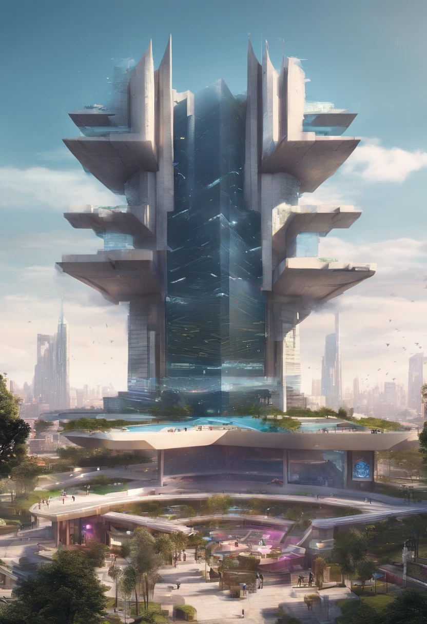 Stable Diffusion Prompt: Futuristic city featuring a towering ...