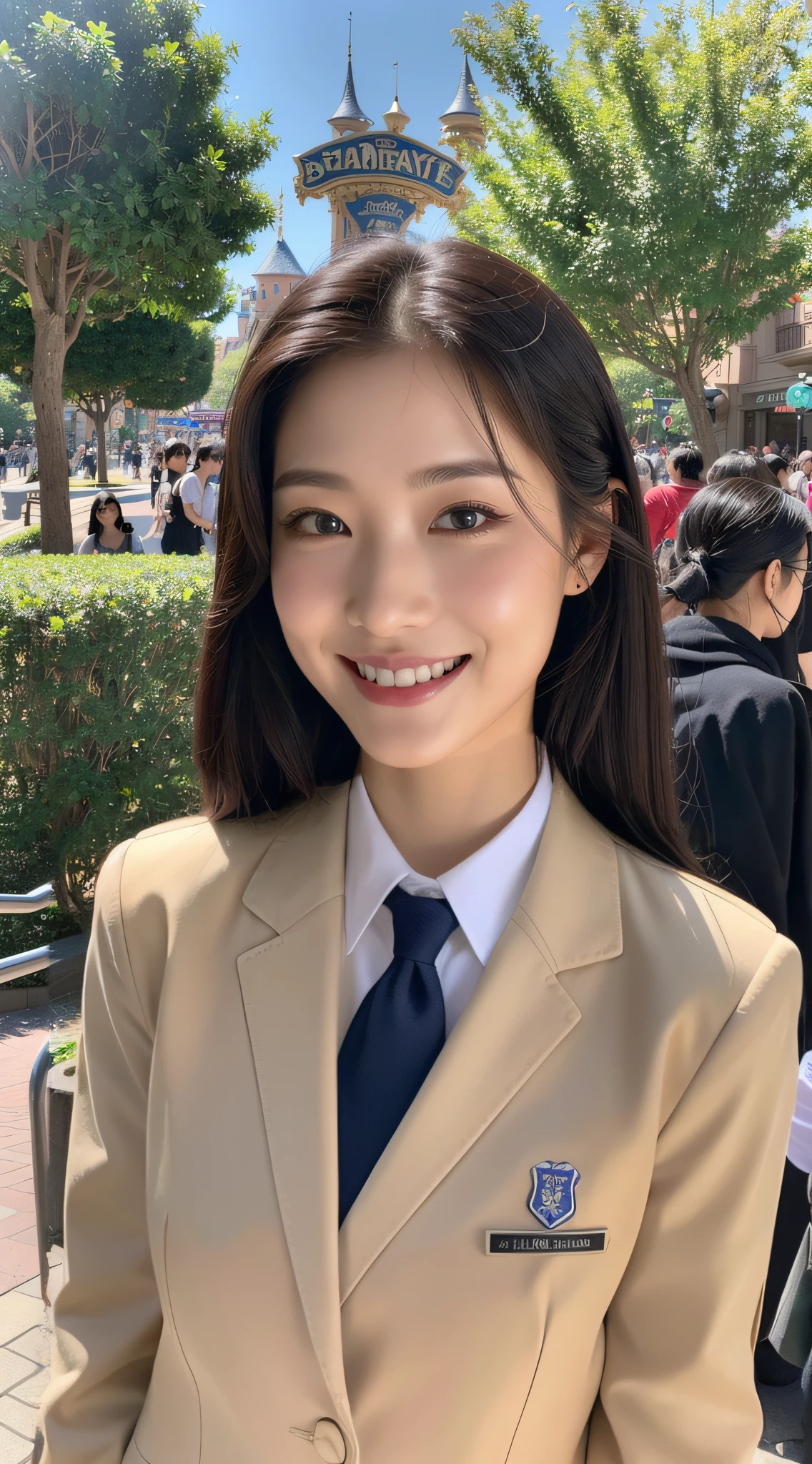 Stable Diffusion Prompt: Arafed: Asian woman in tan suit with blue tie ...