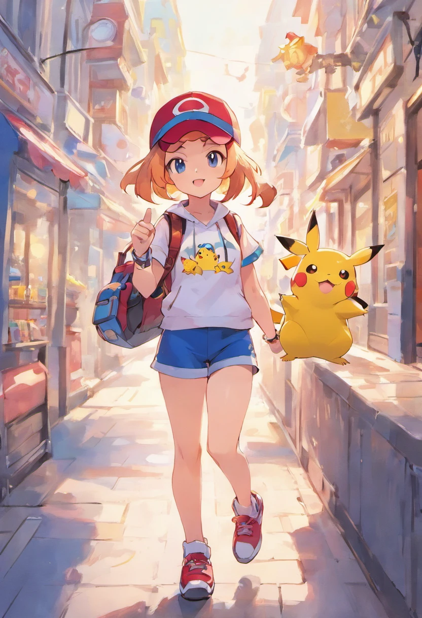 Stable Diffusion Prompt: Pokémon girl walking with Pikachu on street ...