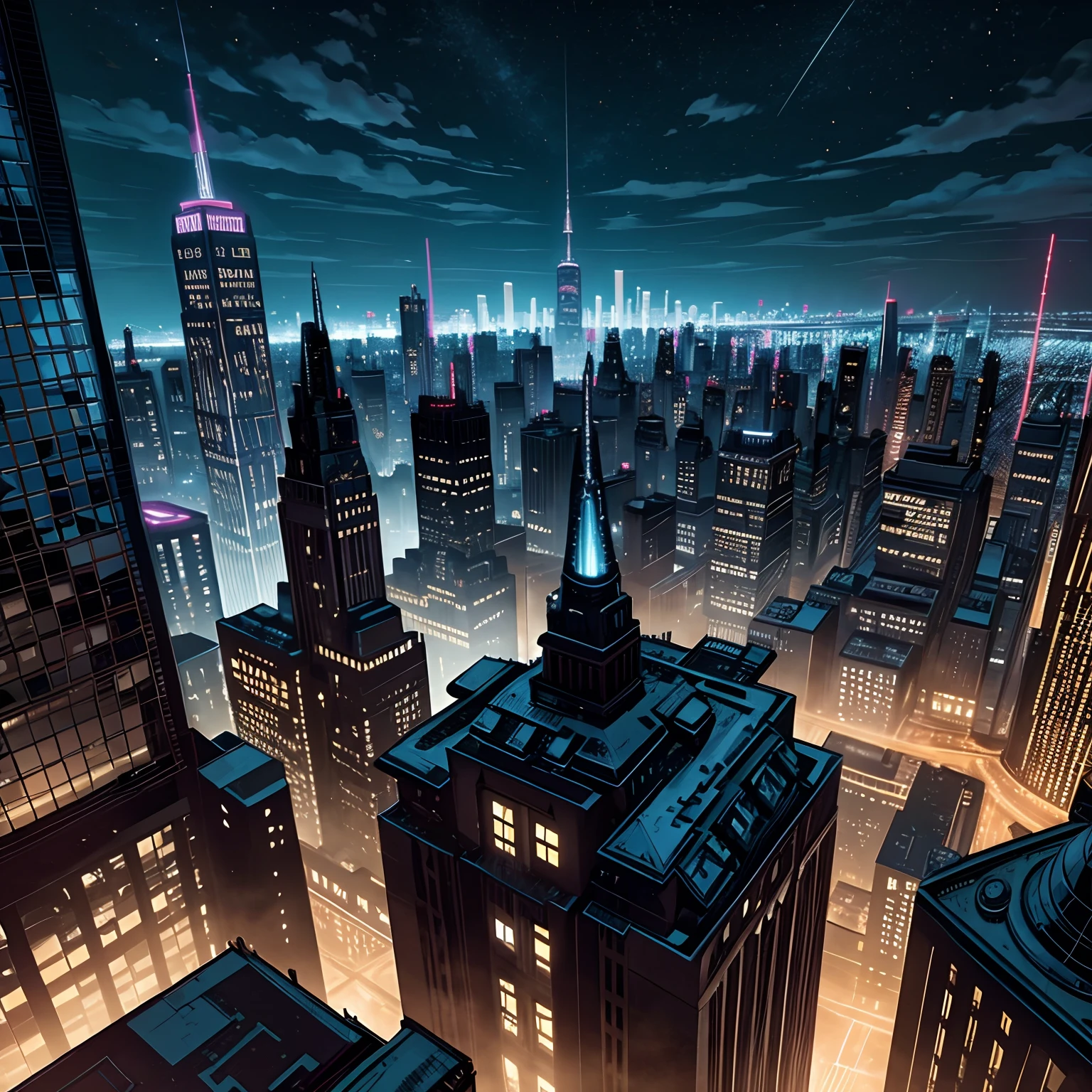 Stable Diffusion Prompt: Batman city at night wallpaper mural