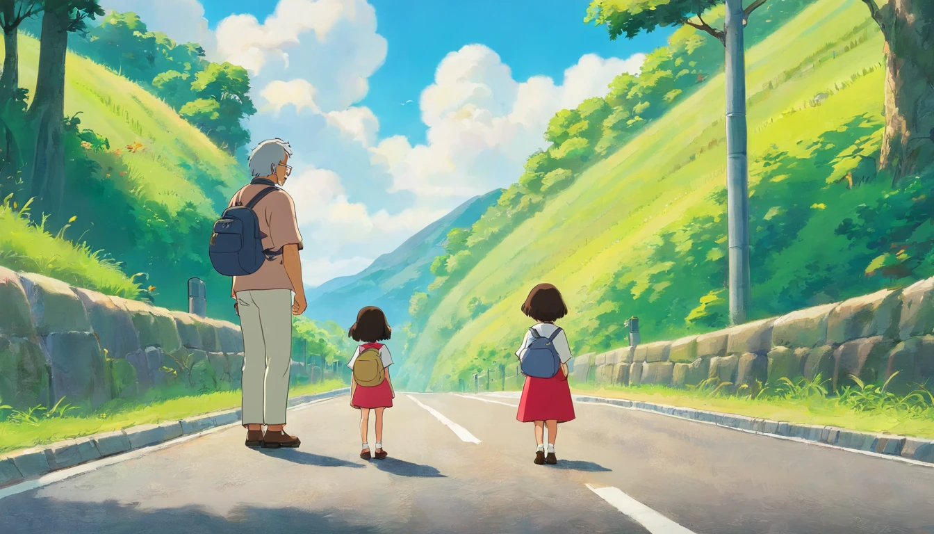 Stable Diffusion Prompt: Children and adult on road, scene captures ...