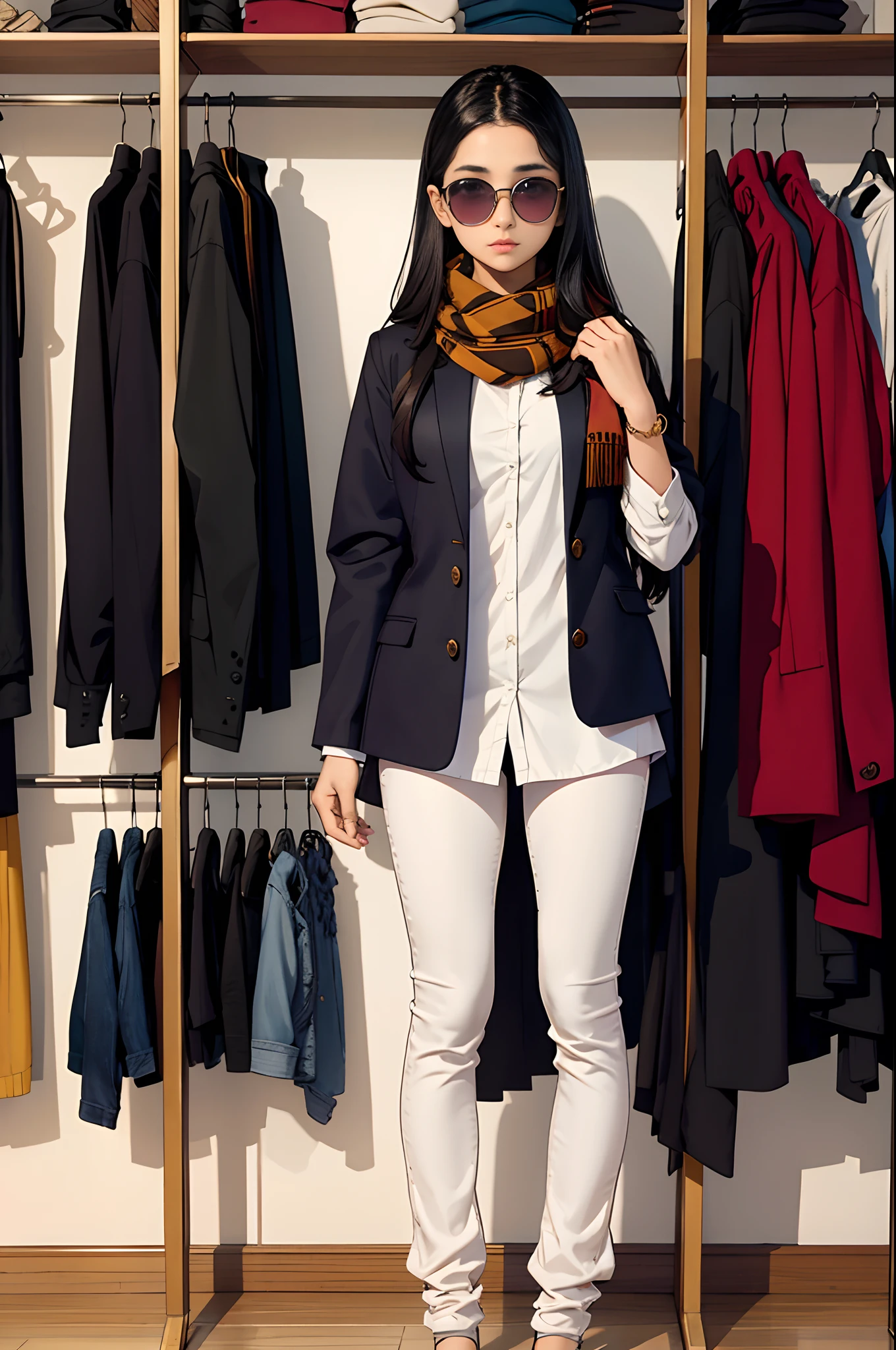 Stable Diffusion Prompt: Arafed woman browsing fashion clothing rack ...