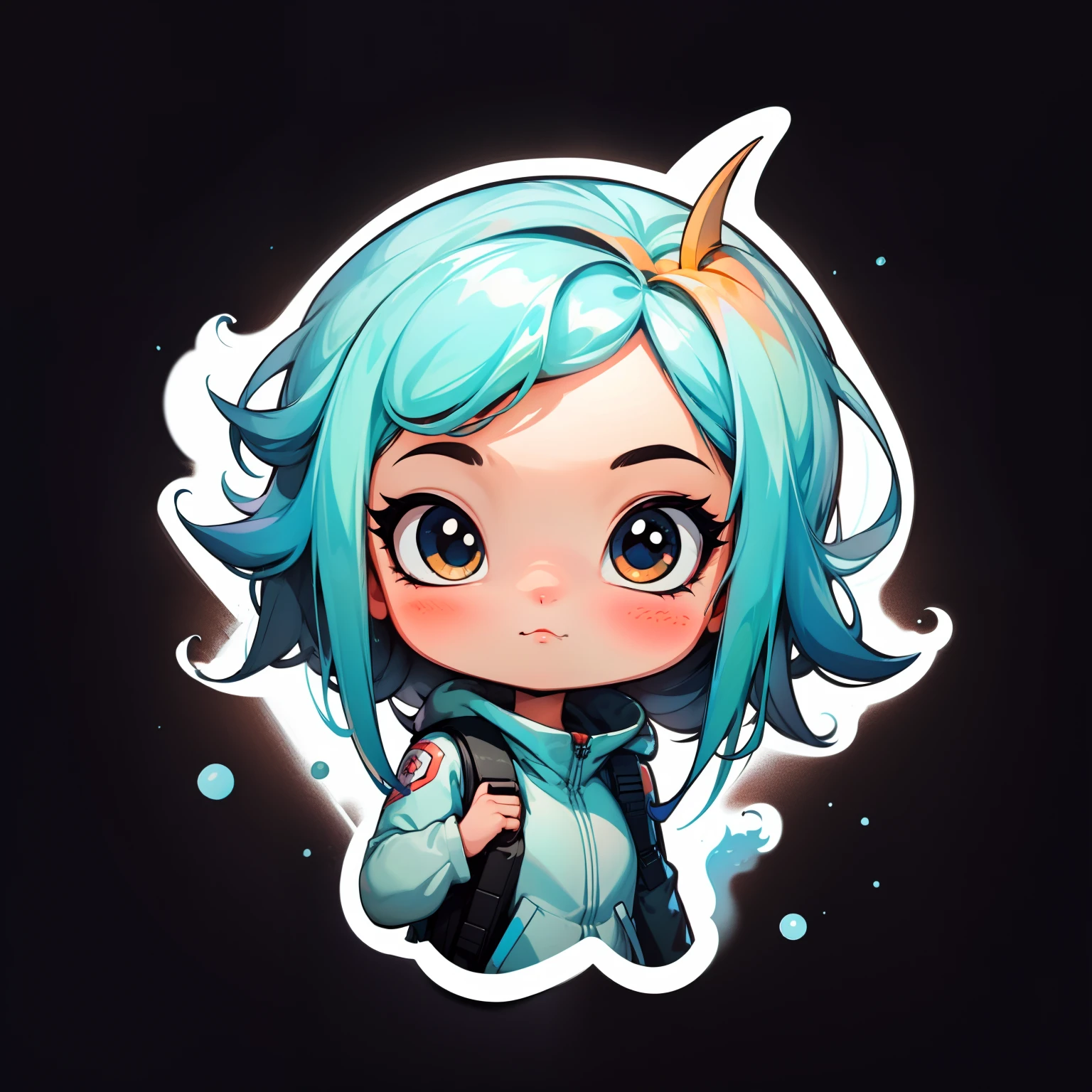 Stable Diffusion Prompt: Cute cartoon girl with blue hair and unicorn ...