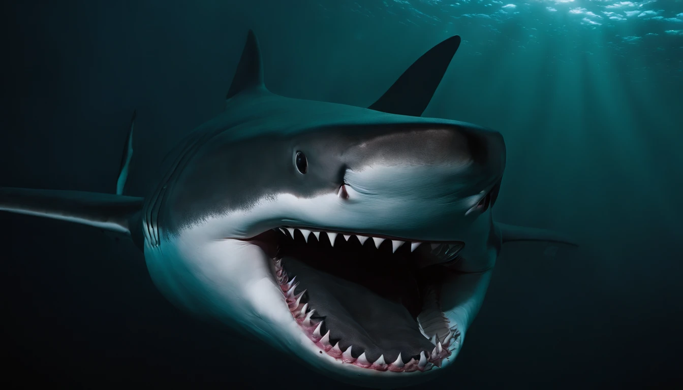 Stable Diffusion Prompt: Close-up of a fierce shark with open mouth and ...