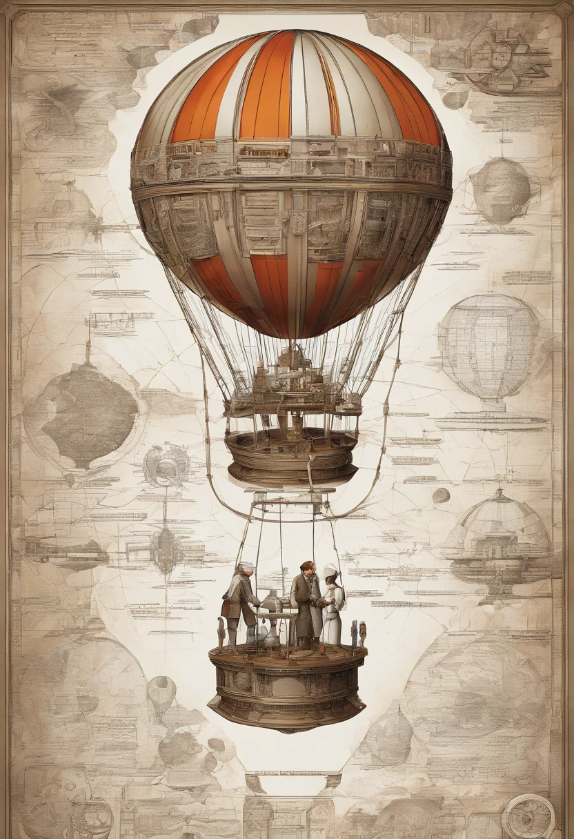 Stable Diffusion Prompt: Detailed drawing of hot air balloon with ...