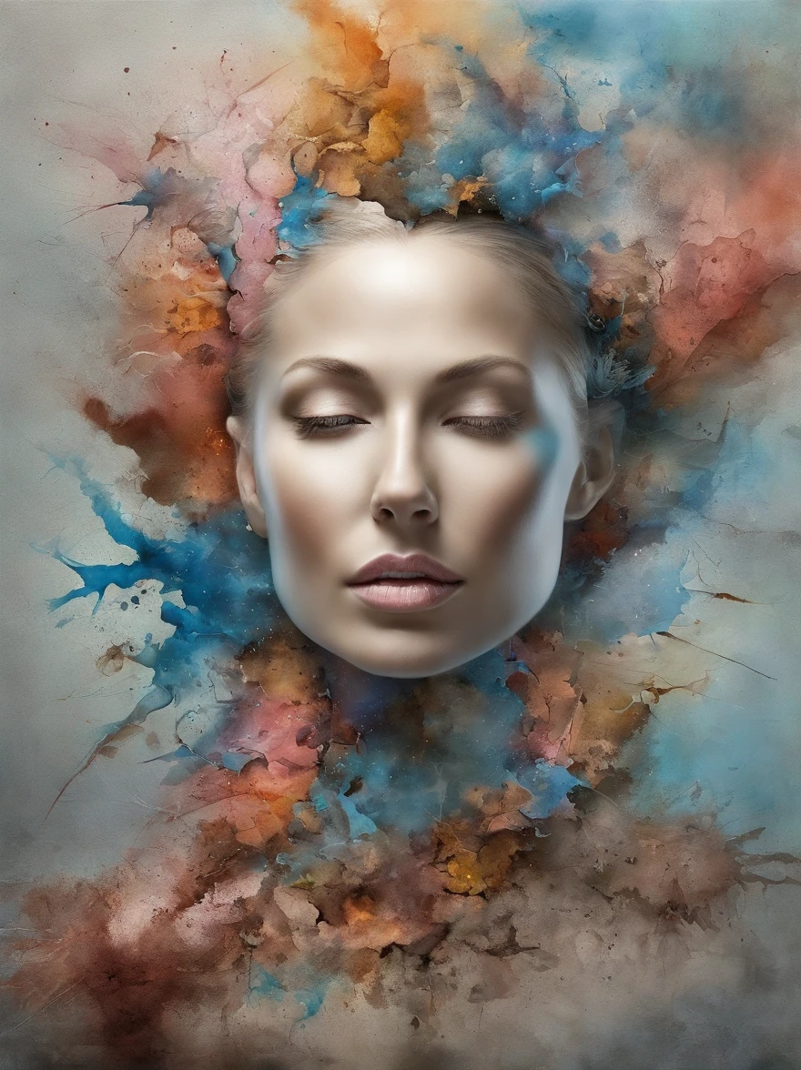 Stable Diffusion Prompt: Woman with closed eyes and painted head in an ...