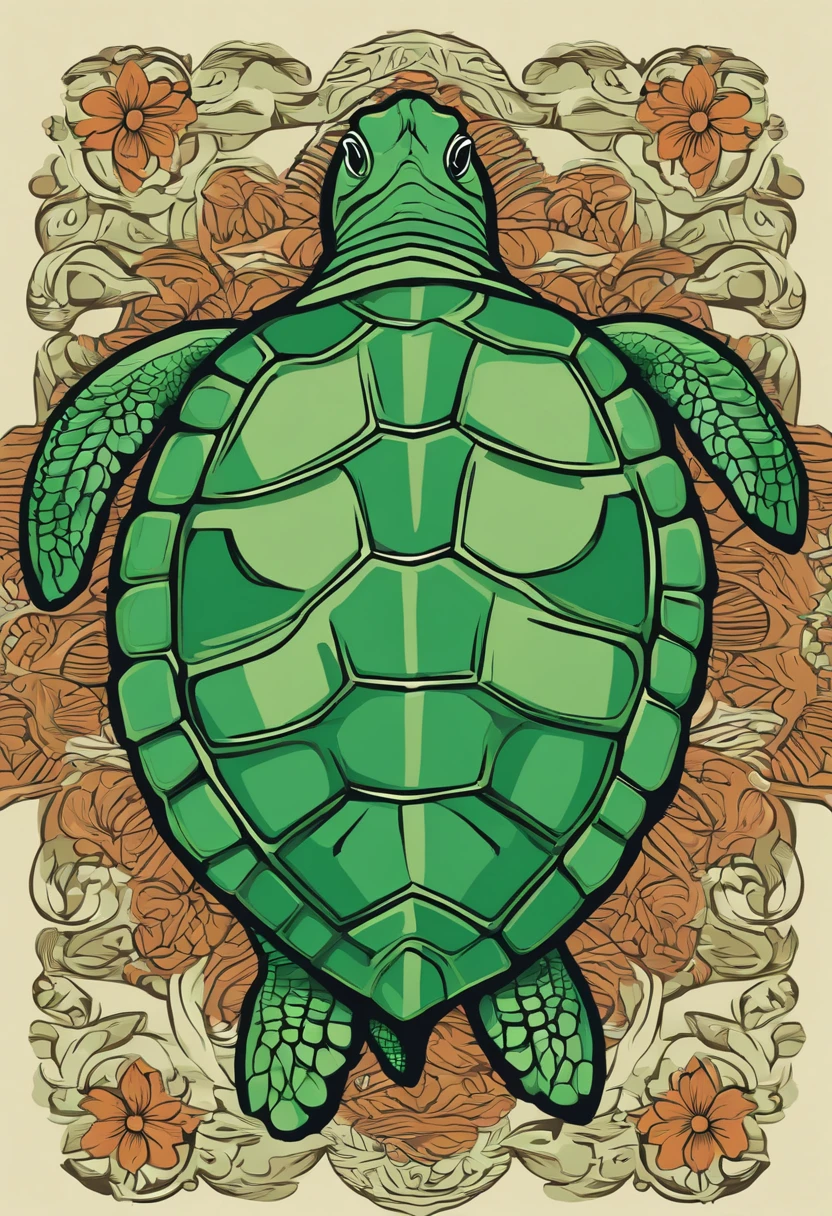 Stable Diffusion Prompt: Green turtle with floral shell pattern—nature ...