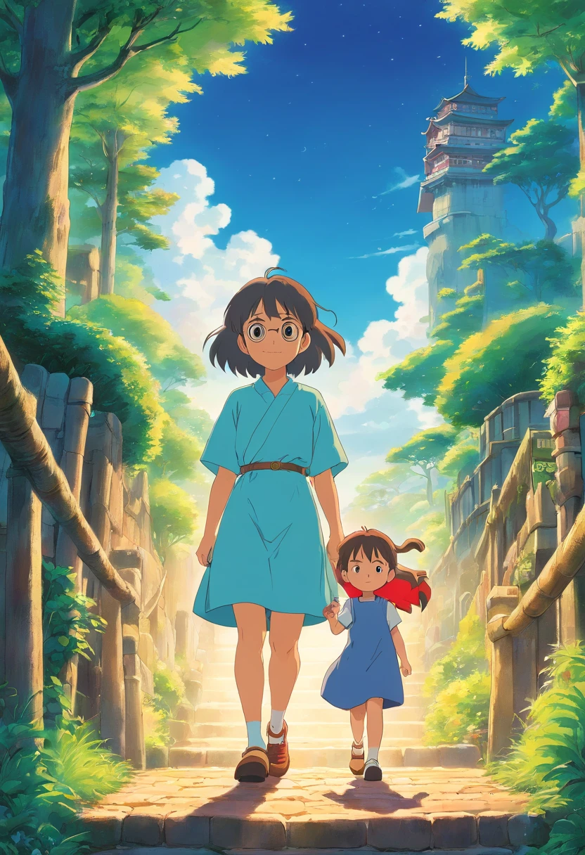 Stable Diffusion Prompt: Woman and child walking in forest path ...