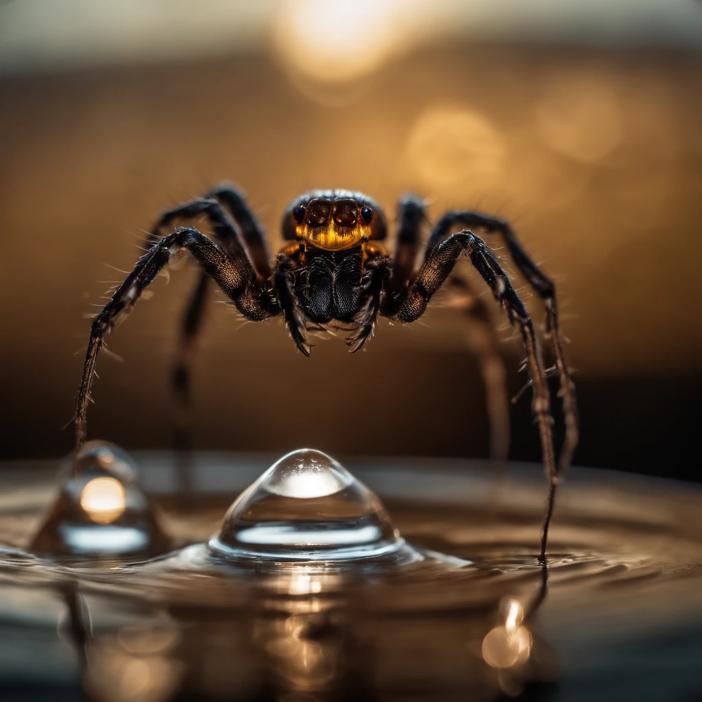 Stable Diffusion Prompt: Close-up of spider with water drop in mouth ...