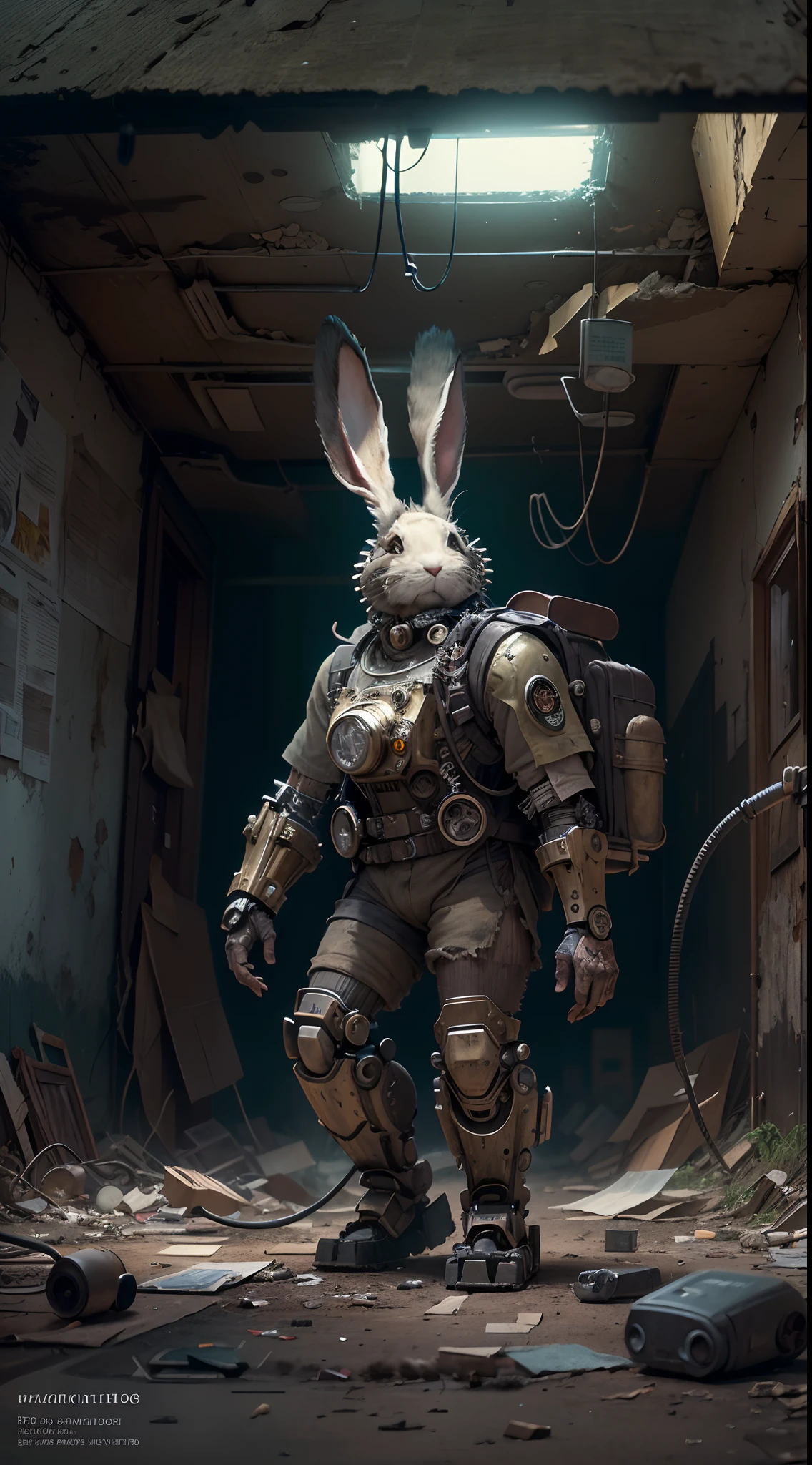 Stable Diffusion Prompt: Rabbit in a suit poses stylishly in a chic room