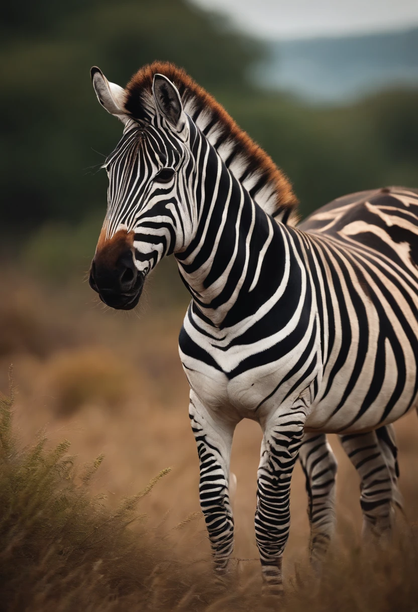 Stable Diffusion Prompt: Zebra grazes in tall grass with trees in the ...
