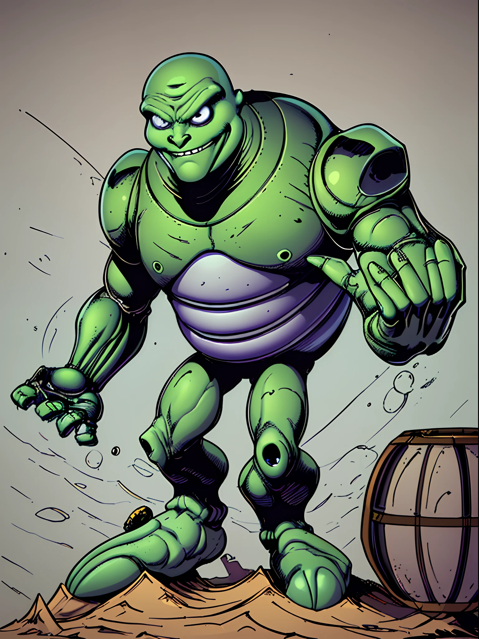 Stable Diffusion Prompt: Cartoon of a green oversized-headed man with a ...