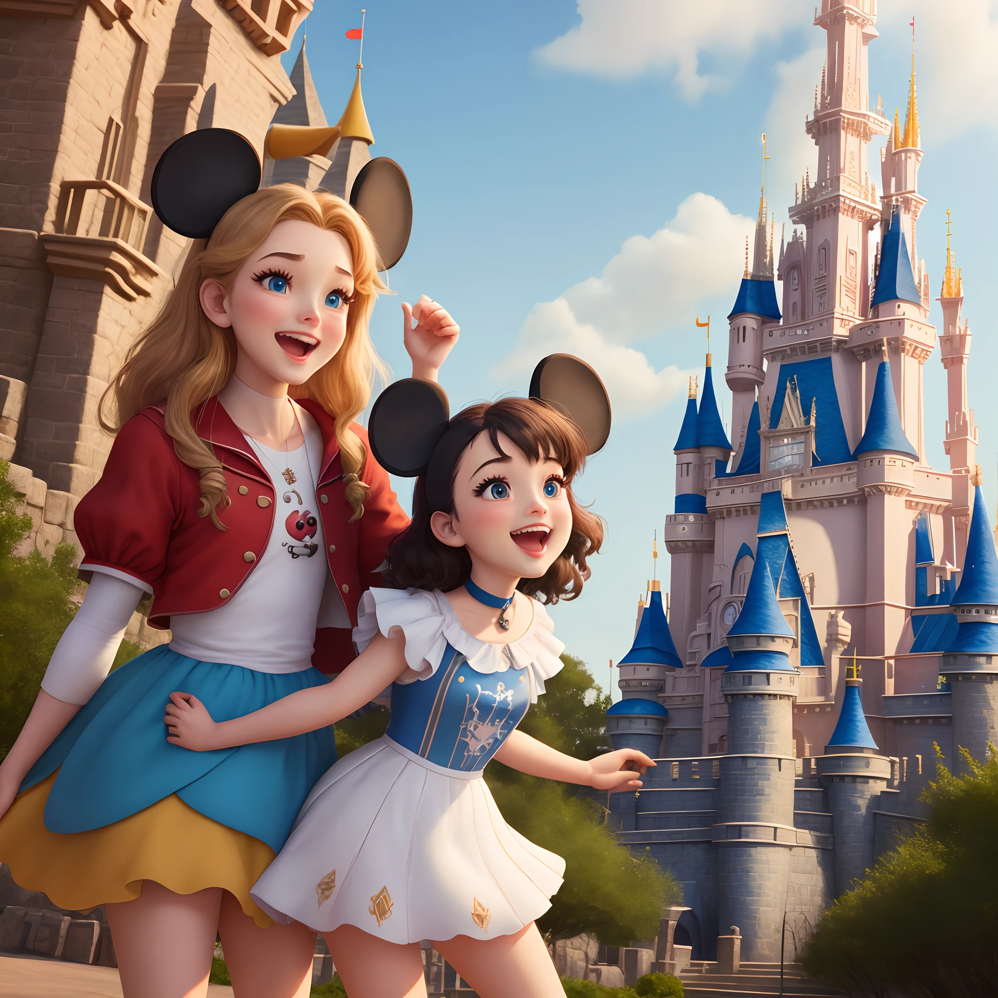 Stable Diffusion Prompt: Disney princesses pose in front of Cinderella ...