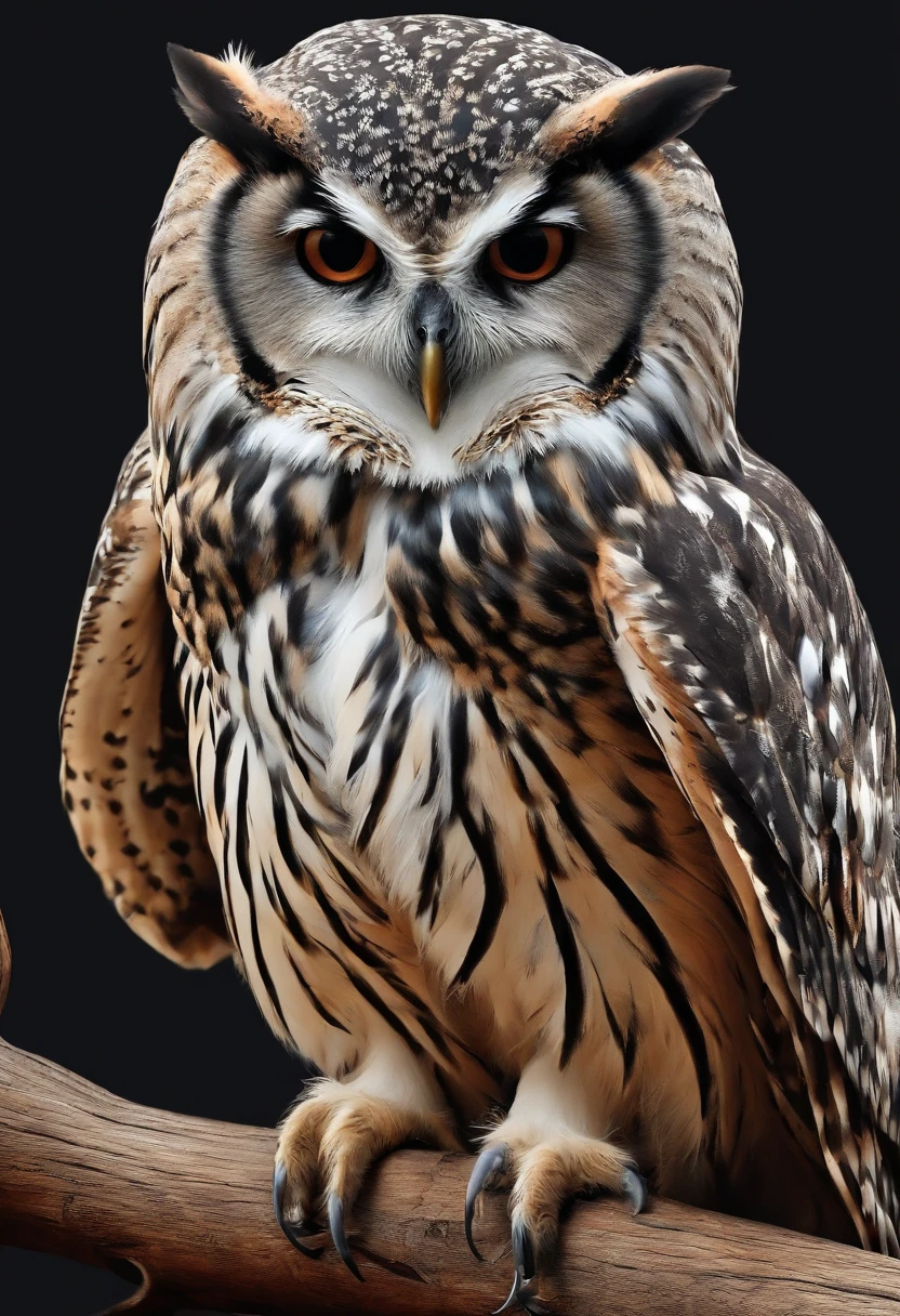 Stable Diffusion Prompt: Arafed owl sitting on a branch with a black ...