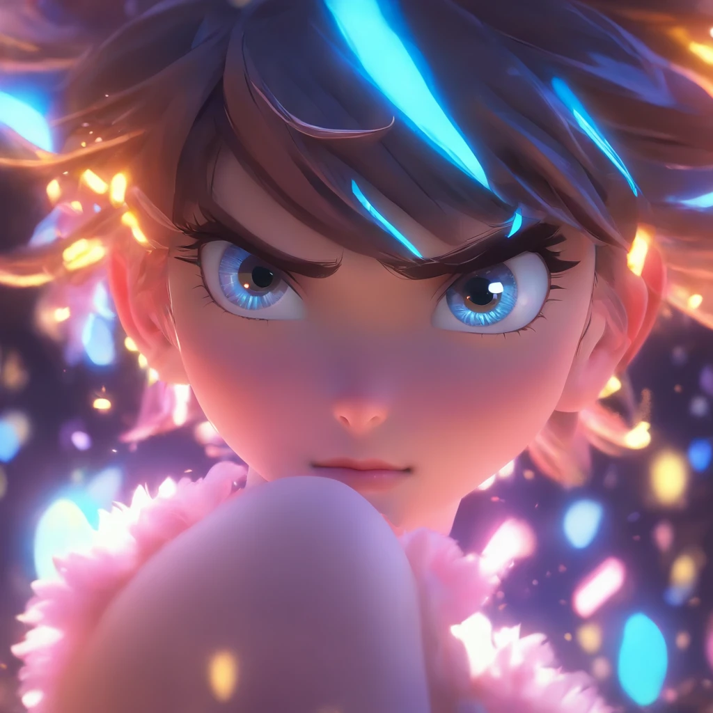 Stable Diffusion Prompt: Close-up of woman with blue eyes in pink dress