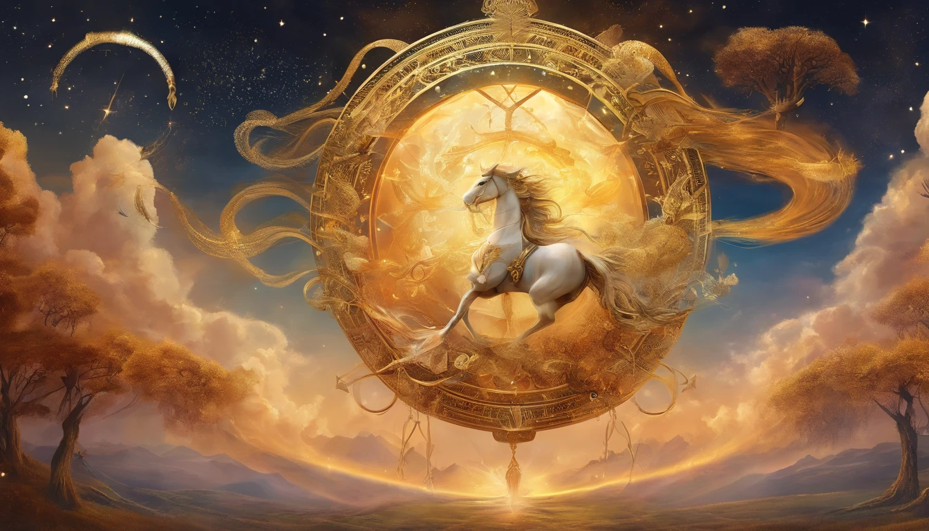 Stable Diffusion Prompt: A close up of a painting of a horse in a circle