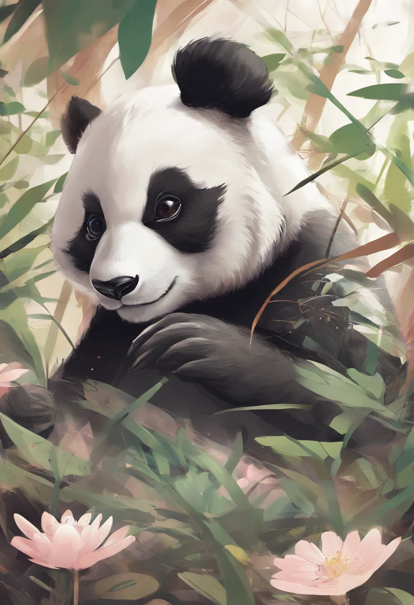 Stable Diffusion Prompt: Panda bear art: serene scene with grass and ...