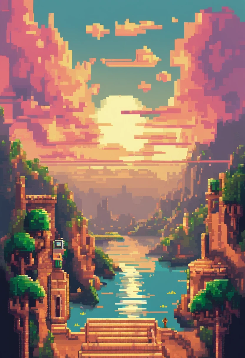 Stable Diffusion Prompt: Pixel art of a bridge over a river, perfect ...
