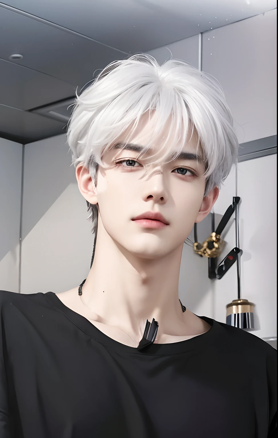 Stable Diffusion Prompt: A close up of a person with a white hair and a ...