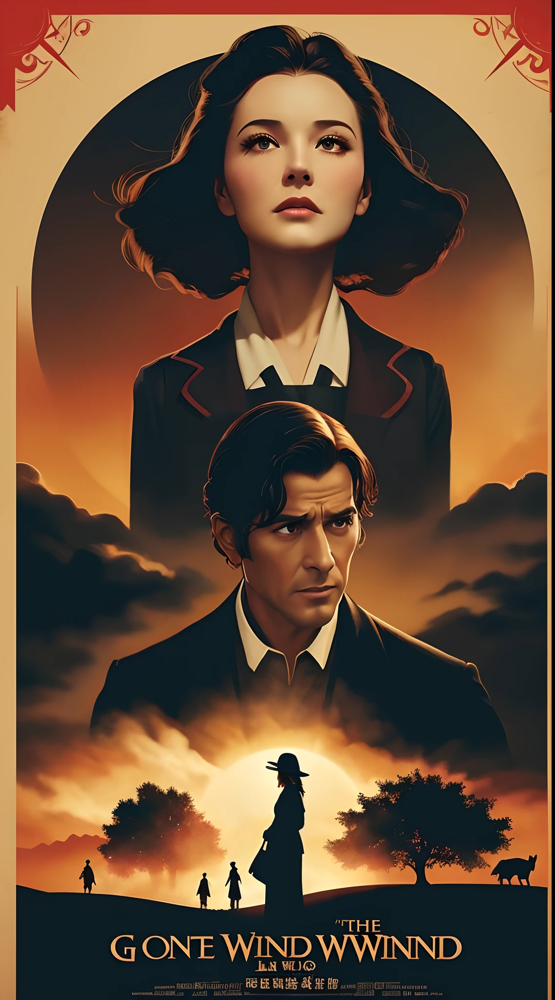 Stable Diffusion Prompt: A poster of a man and woman standing in front ...