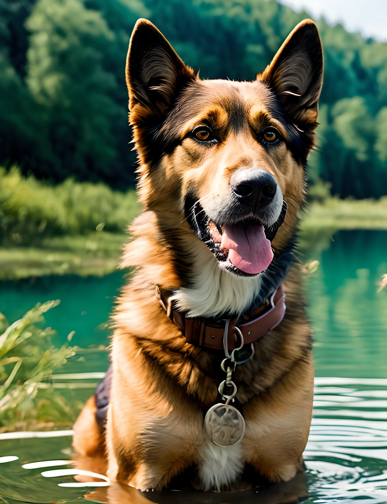 Stable Diffusion Prompt: Dog Sitting in Water with Tongue Out | Cute ...