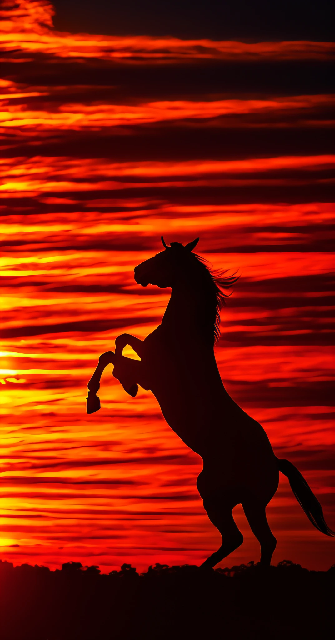 Stable Diffusion Prompt: Horses rearing up in the sunset with their ...