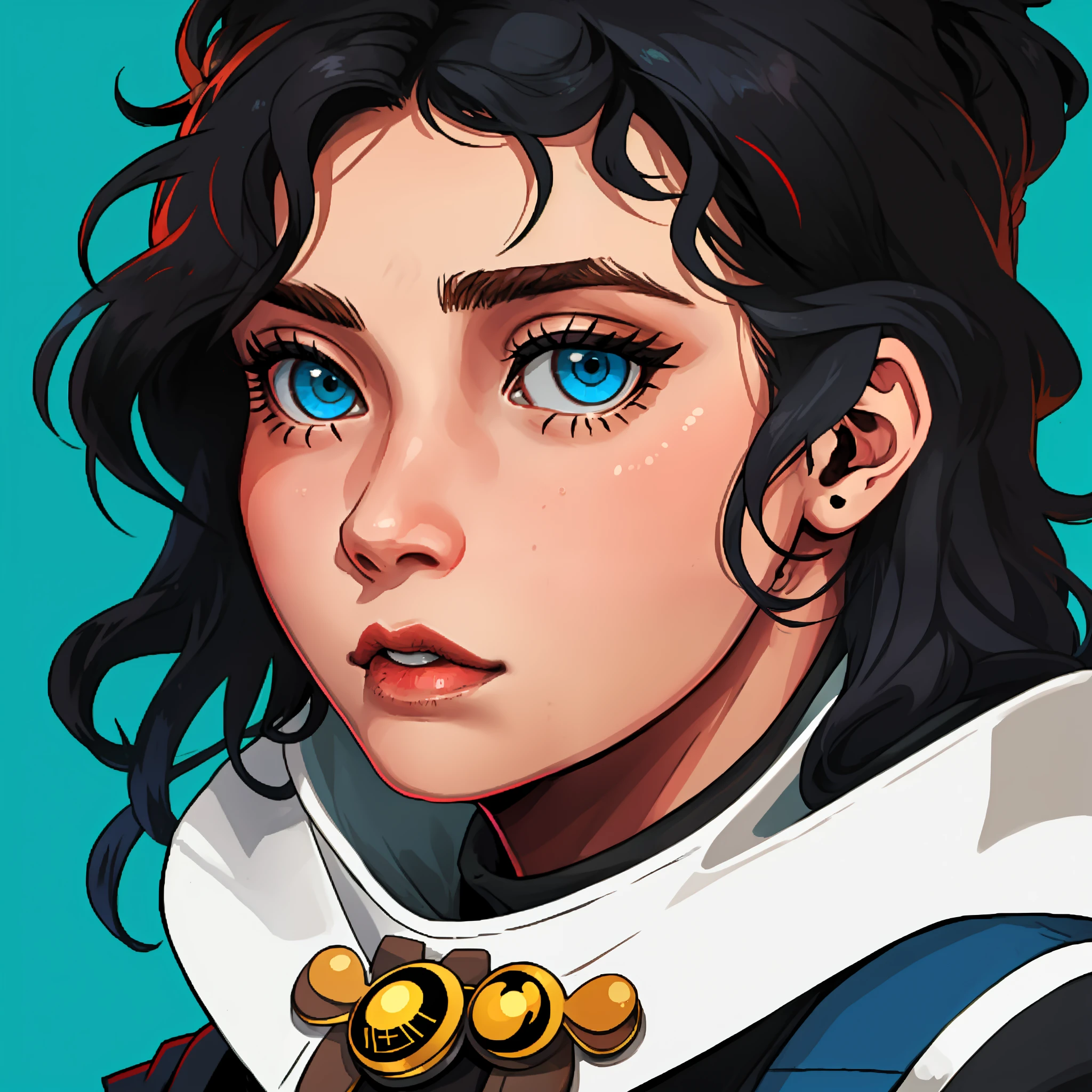 Stable Diffusion Prompt: Close-up of a woman with blue eyes and elegant ...