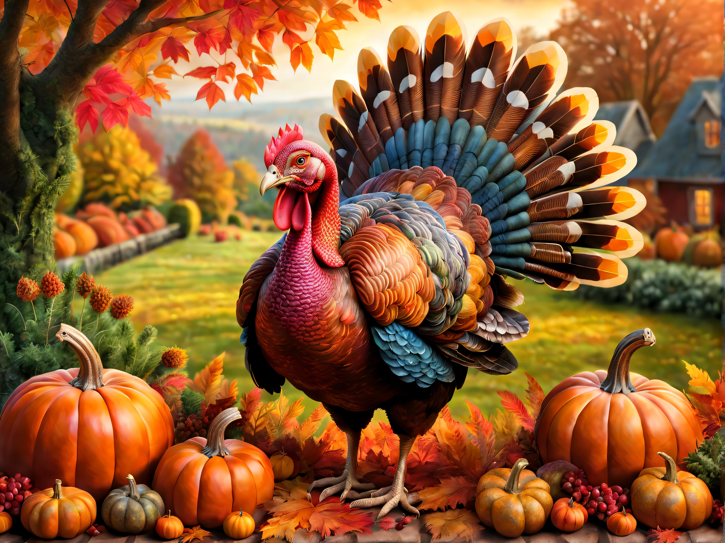 Stable Diffusion Prompt: A large turkey standing in a field with ...