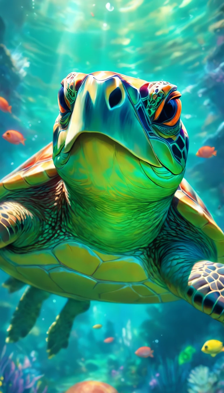 Stable Diffusion Prompt: Close-up of turtle swimming in large aquarium ...