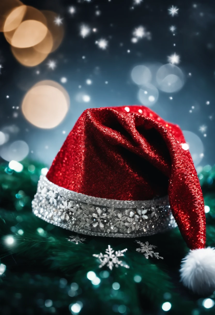 Stable Diffusion Prompt: A close up of a santa hat on a green surface