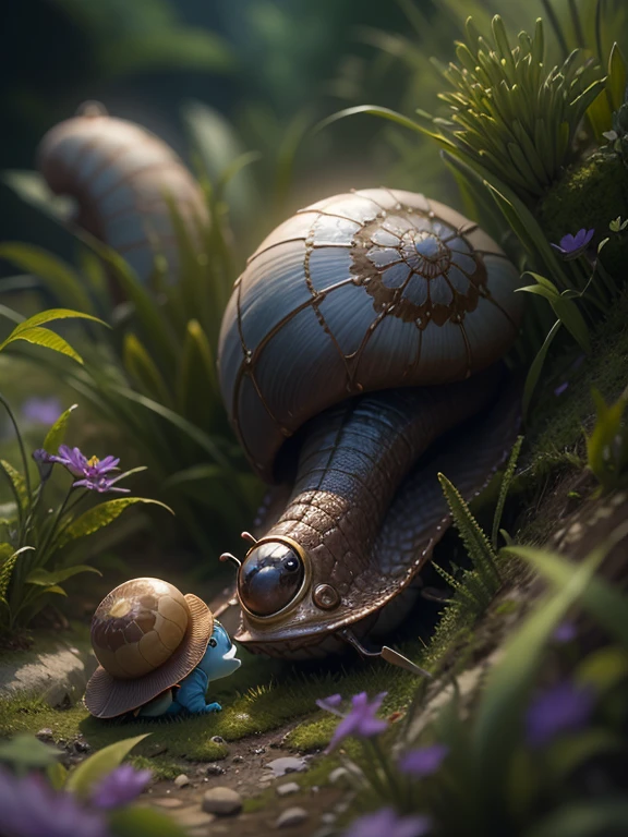 Stable Diffusion Prompt: Mary and Dennis: Brave snails love and share one shell