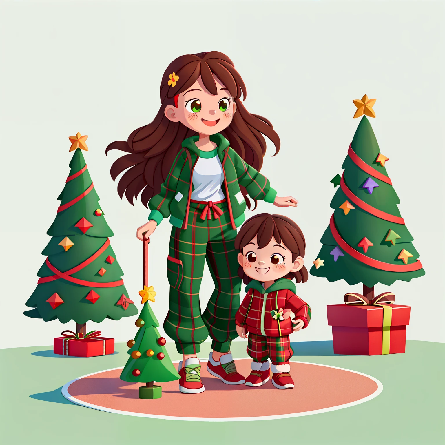 Stable Diffusion Prompt: Woman and child celebrating Christmas with ...