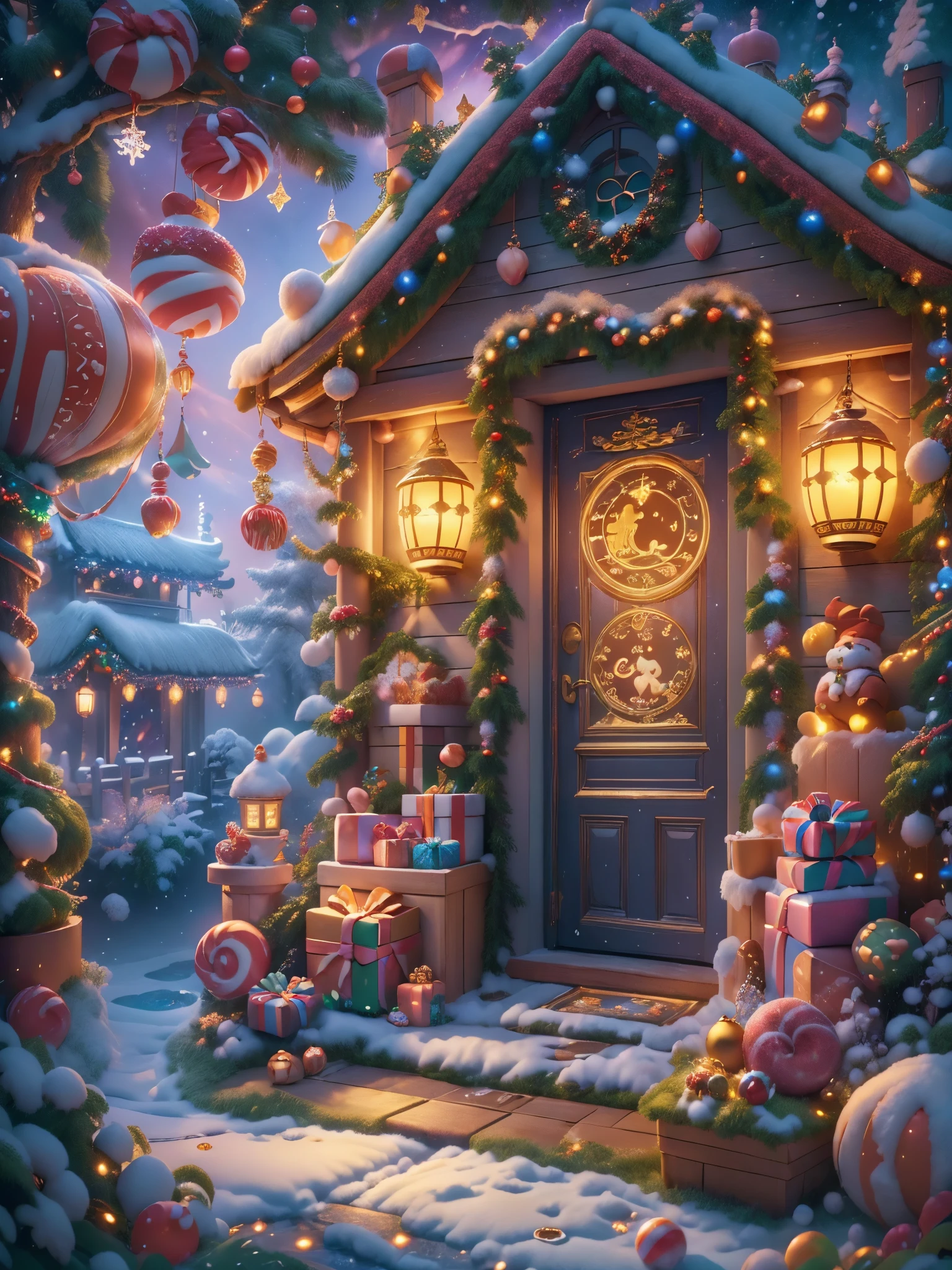 Stable Diffusion Prompt: Charming house adorned with festive Christmas ...