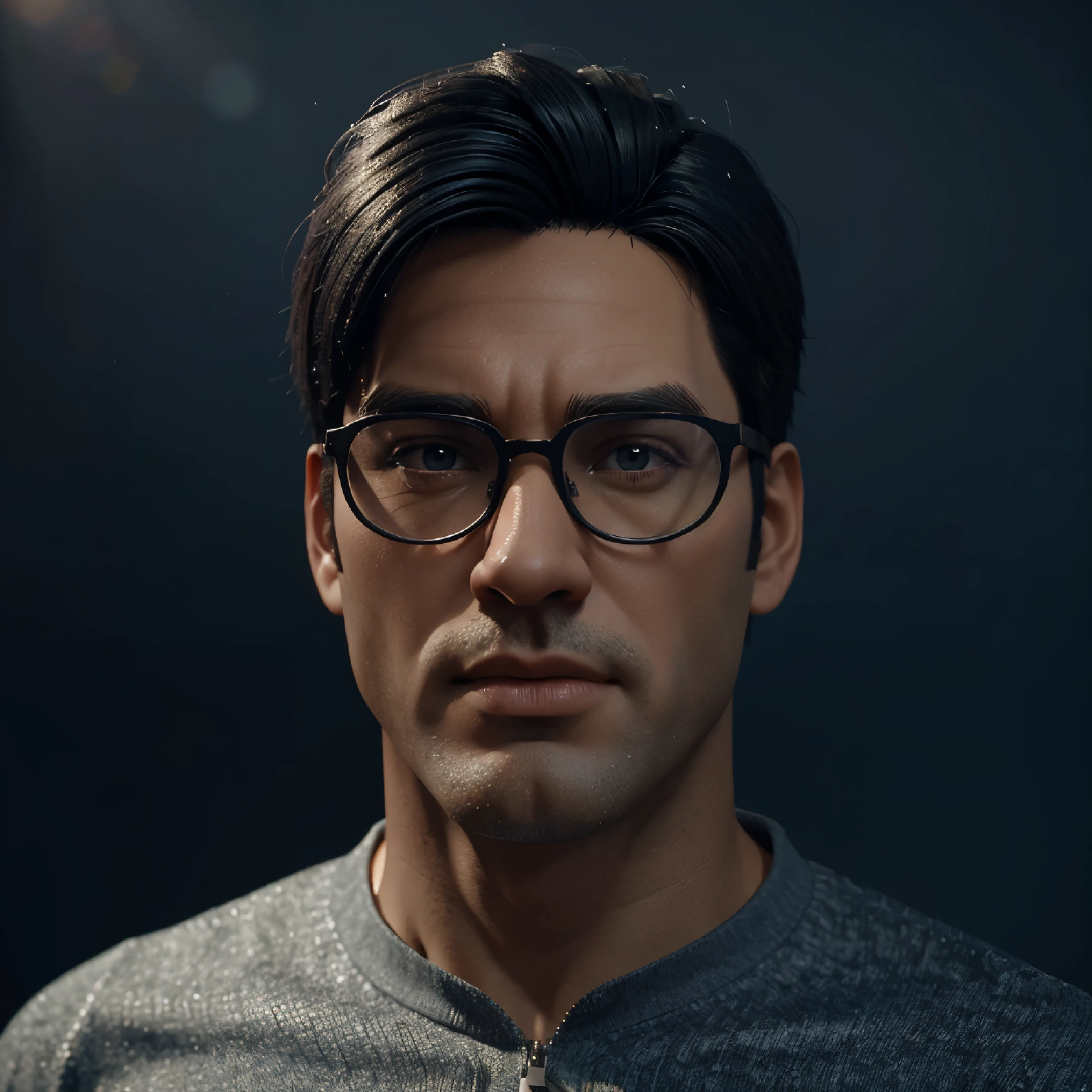 Stable Diffusion Prompt: A close up of a man wearing glasses and a gray ...