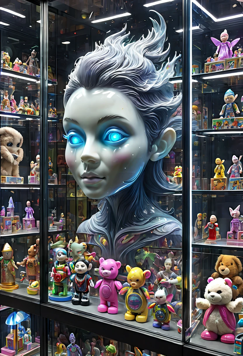 Stable Diffusion Prompt: Display case filled with toys for sale or display