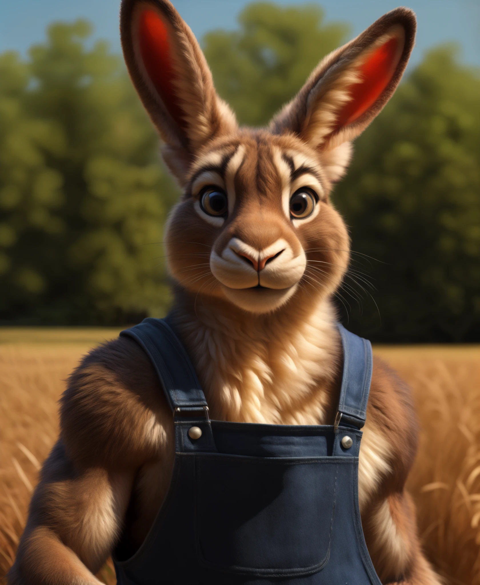 Stable Diffusion Prompt: Rabbit in overalls standing in a field, cute ...