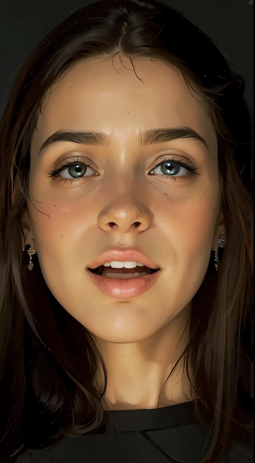 Stable Diffusion Prompt: Close-up of woman in black shirt wearing ...