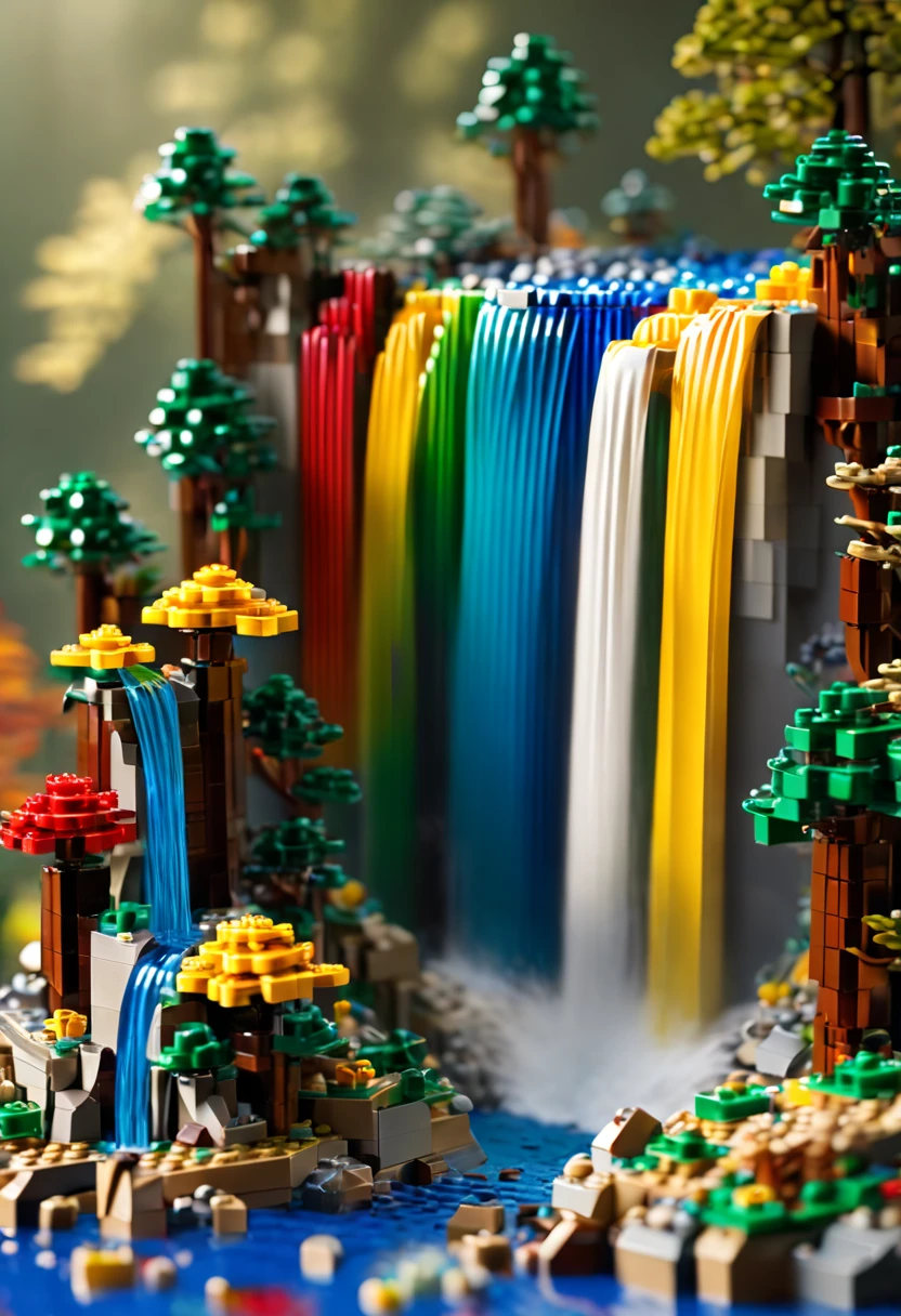 Stable Diffusion Prompt: Colorful LEGO miniature waterfall displayed ...
